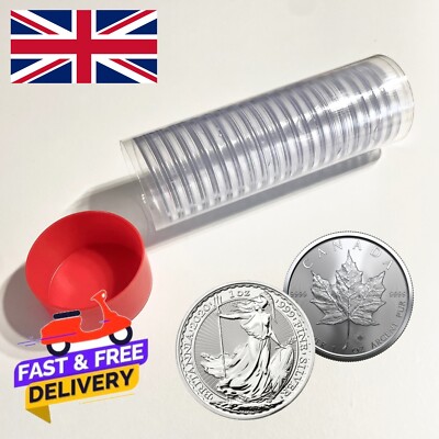 Coin Capsule Tube Holder Storage & 20 x 39mm Capsules 1oz Britannia ...