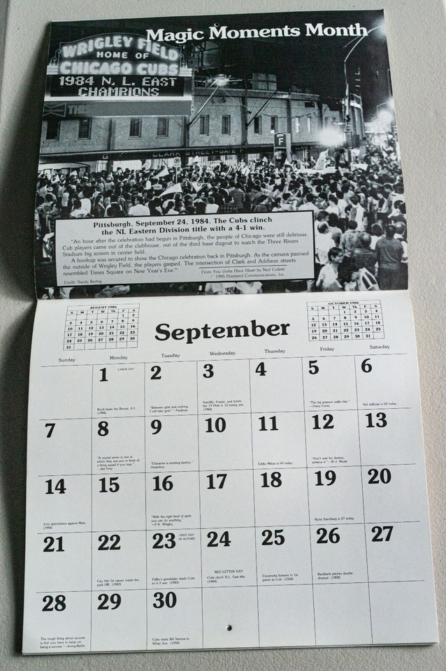 1986 The Cubs Fan’s Calendar - brand new | eBay