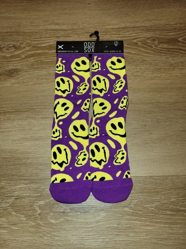 ODD SOX Drippy Happy Face Crew Socks Purple Size 6-13 New | eBay
