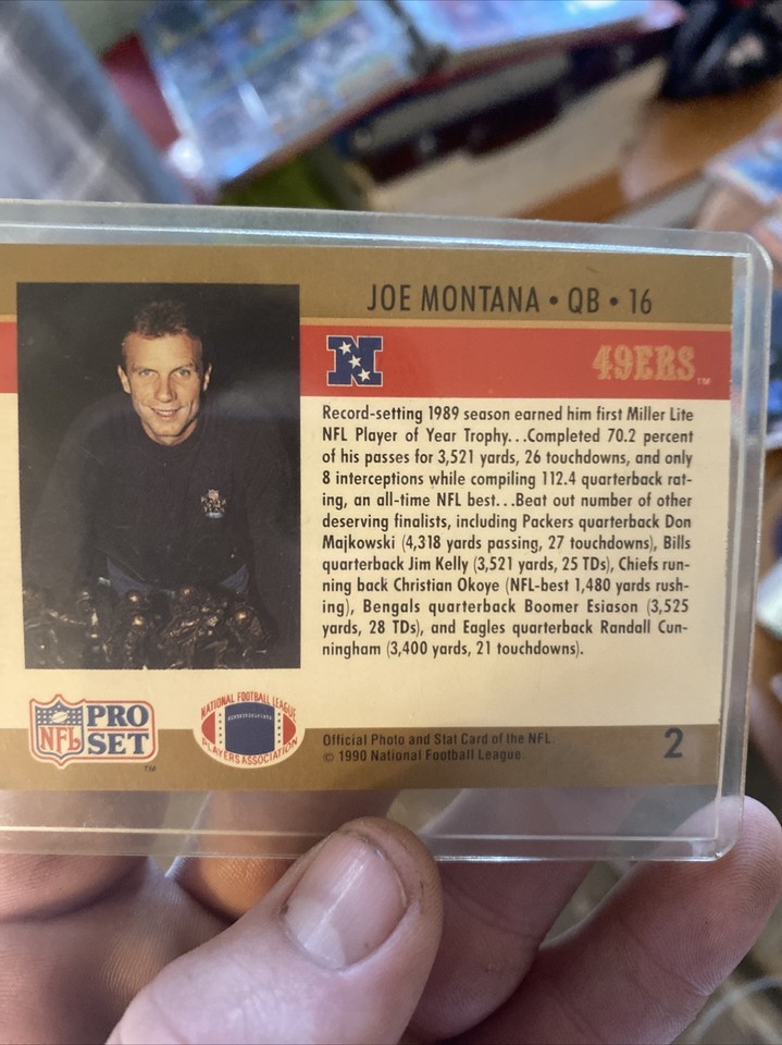 1989 Pro Set Joe Montana NFL Player of the Year MULTIPLE ERRORS Card ...