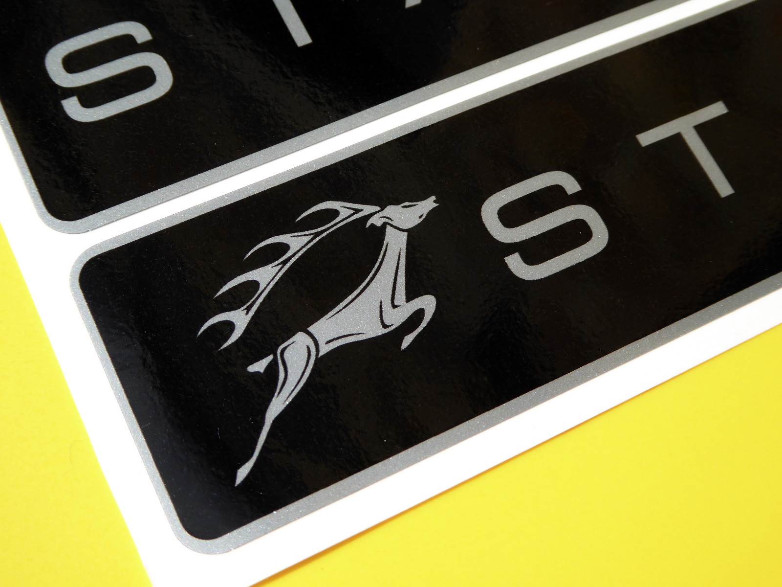 TRIUMPH STAG silver and black logo set stickers decals, gloss laminated ...