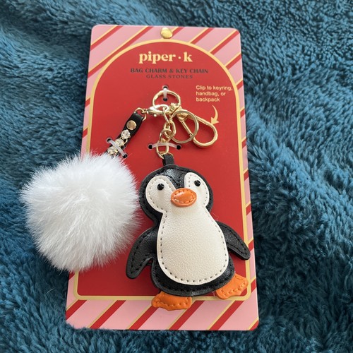 Piper K Penguin Bag Charm And Key Chain Glass Stones Brand New | eBay