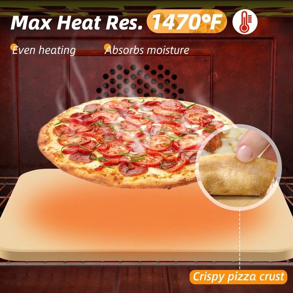 Pizza Stone 5 PCS Set, 15 x 12" Large Rectangle Pizza Stone Set for ...