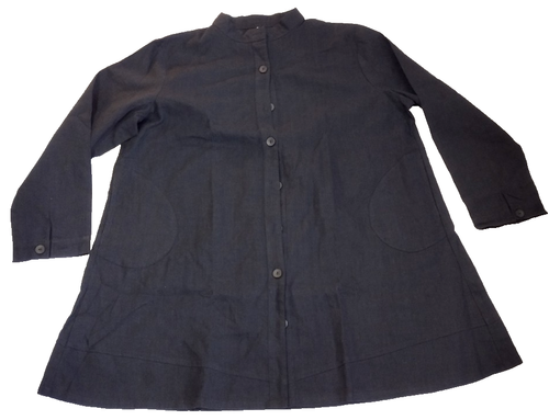 Mandarin Collar Black Aline Cotton Linen Jacket POCKETS XL Asian ...
