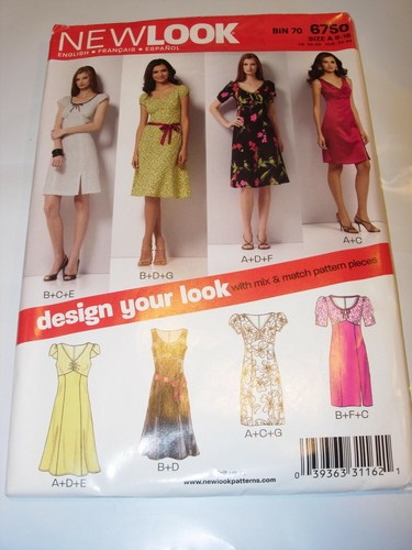 WOMENS UNCUT NEW LOOK 6750 SEWING PATTERN DRESS COCKTAIL BRIDESMAID ...