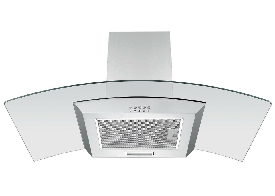 Cookology Curved Glass Cooker Hood 90cm Extractor Fan - S/Steel ...