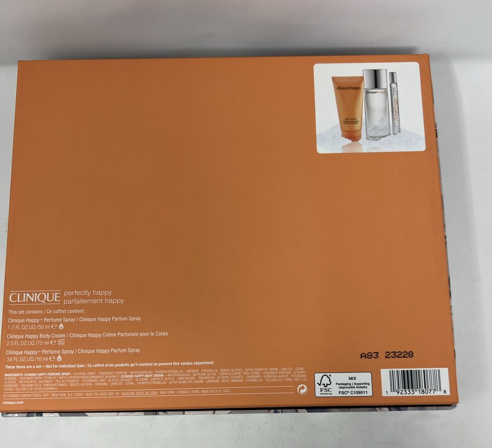 Clinique Perfectly Happy Fragrance 3-Piece Gift Set For Women NEW IN ...