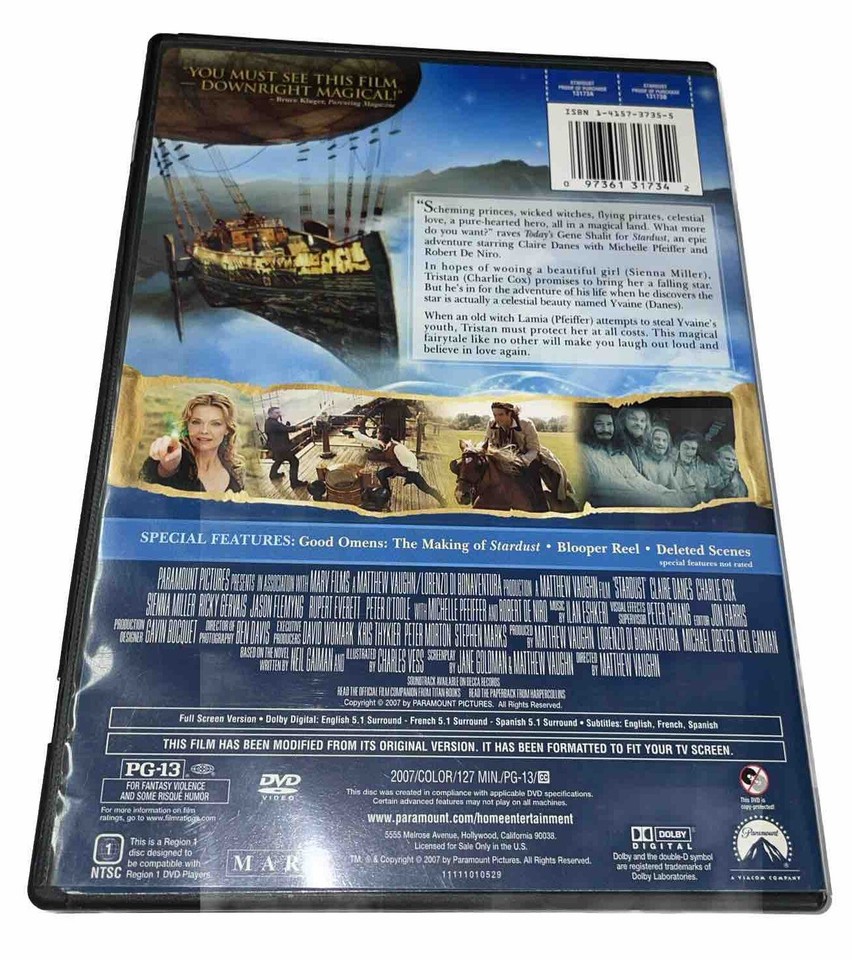 Stardust (DVD, 2007) Claire Danes Charlie Cox Michelle Pfeiffer Sienna ...