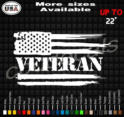 Veteran American Flag Vinyl Decal Sticker | Veteran Decals | eBay