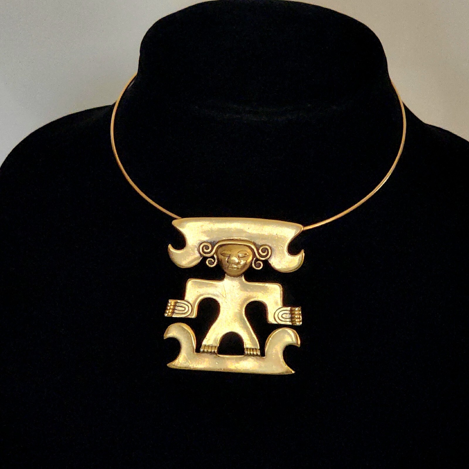 Rare Trifari Large Golden Mayan God Aztec Inca Tribal… - Gem