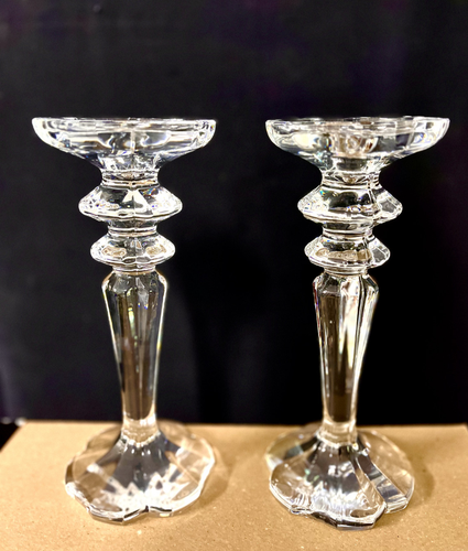 Elegant 10" Crystal Candle Holders - Vintage European Style. Pair Cut ...