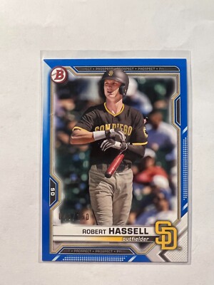 2021 Bowman Draft Blue Paper Robert Hassell 043/150 San Diego Padres | eBay