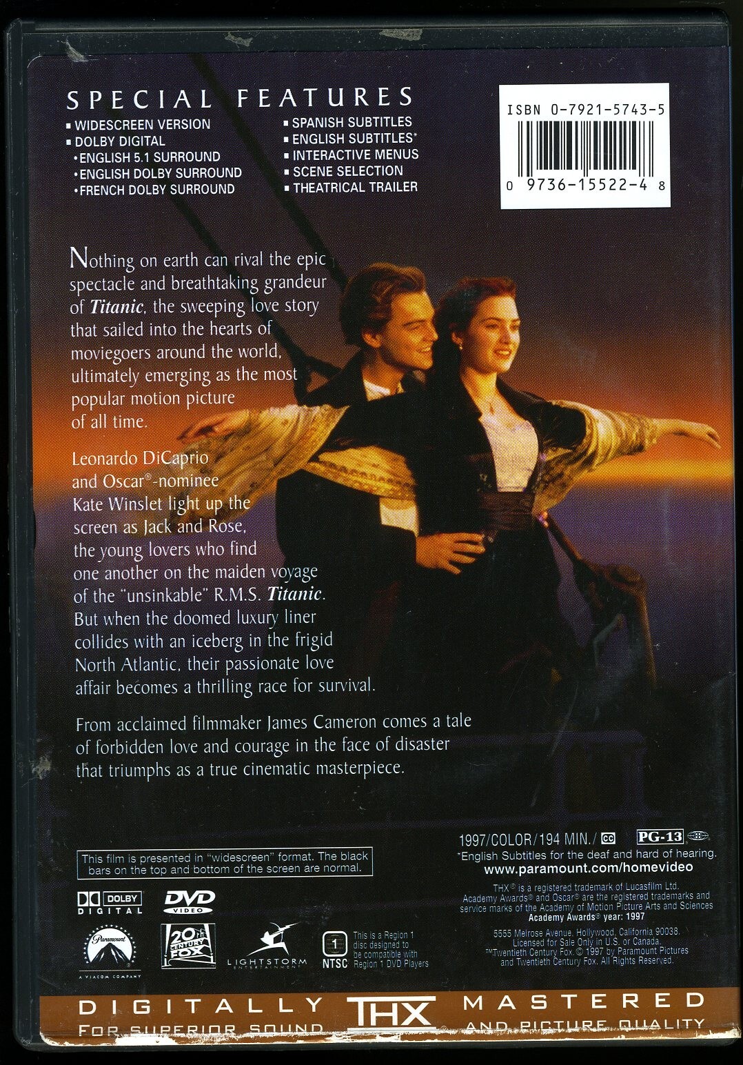 Titanic (1997) DVD Leonardo DiCaprio Kate Winslet 97361552248 | eBay