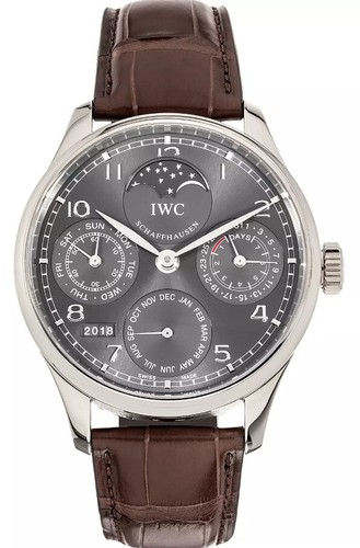 IWC Portugieser IW502218 Complete 18k White Gold Grey Dial Men's Watch ...