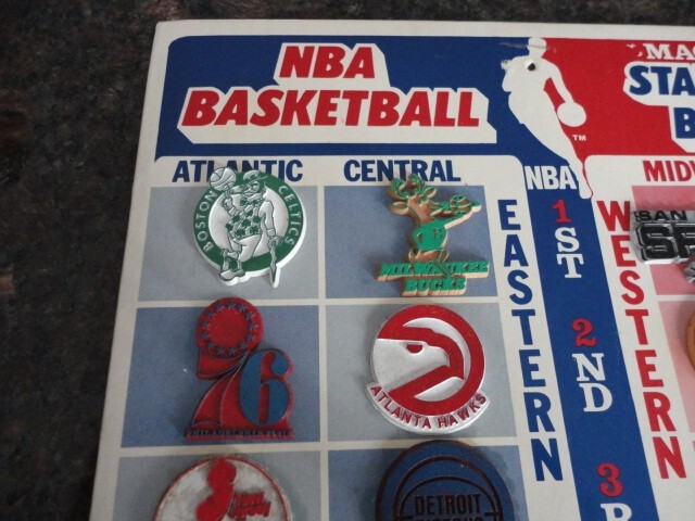 VINTAGE NBA BASKETBALL MAGNET TEAM LOGO STANDINGS BOARD ALL 23 TEAM ...