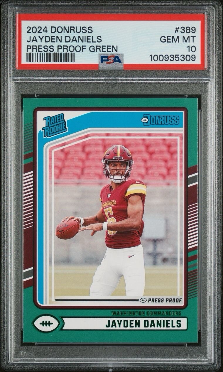 Jayden Daniels 2024 Donruss #389 Press Proof Green Price Guide - Sports ...