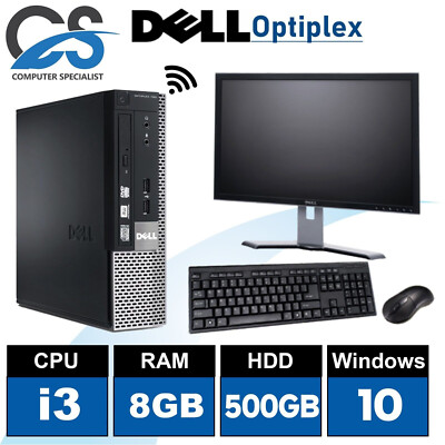 DELL OPTIPLEX COMPUTER SSF DESKTOP PC INTEL CORE i3 8GB 500GB 19"TFT ...