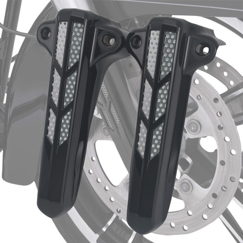 2X Black Front Fork Lower Leg Covers Slider For Harley Touring Street ...