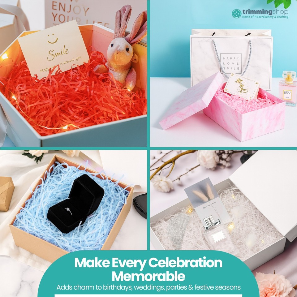 White Shredded Paper Luxury Packaging Hamper Gift Box Filler Soft ...