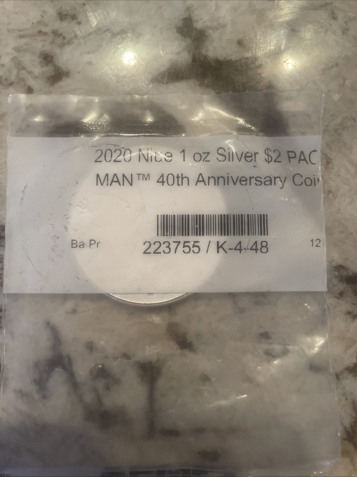 2020 1 oz $2 Niue Silver Pac Man 40th Anniversary Coin Brilliant ...