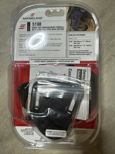 Safariland Open Top Paddle/Belt Loop Holster w/Detent Glock Black 5198 ...