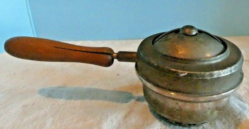 Antique Vintage WOODEN HANDLE Oil Lamp Base Burner Sterno Cap Pat 1893 ...