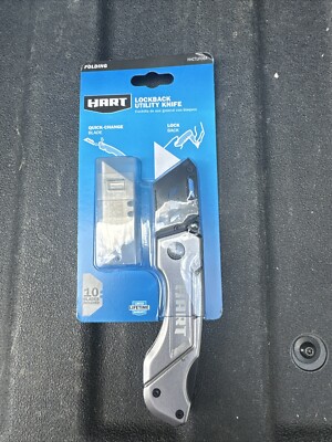 HART FOLDING LOCK-BACK UTILITY KNIFE 10 QUICK CHANGE BLADES Removable ...