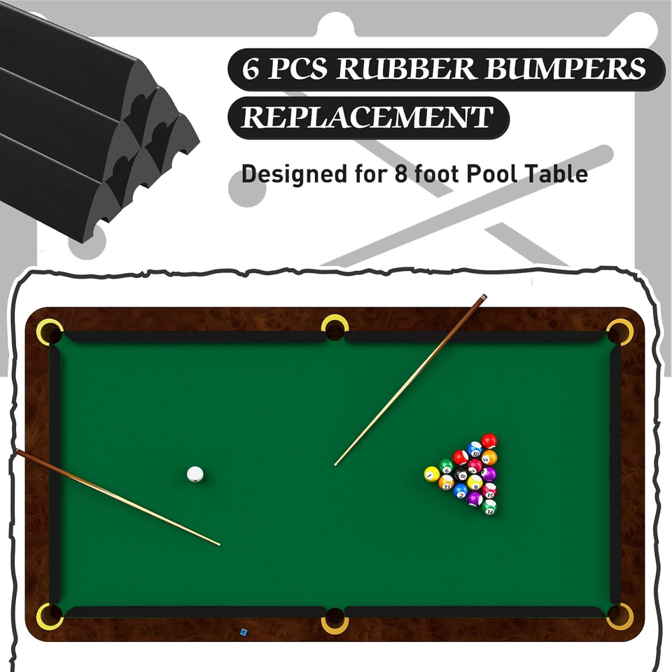 Set of 6 K66 Rubber Bumpers Pool Table Bumpers Replacement Pool Table ...