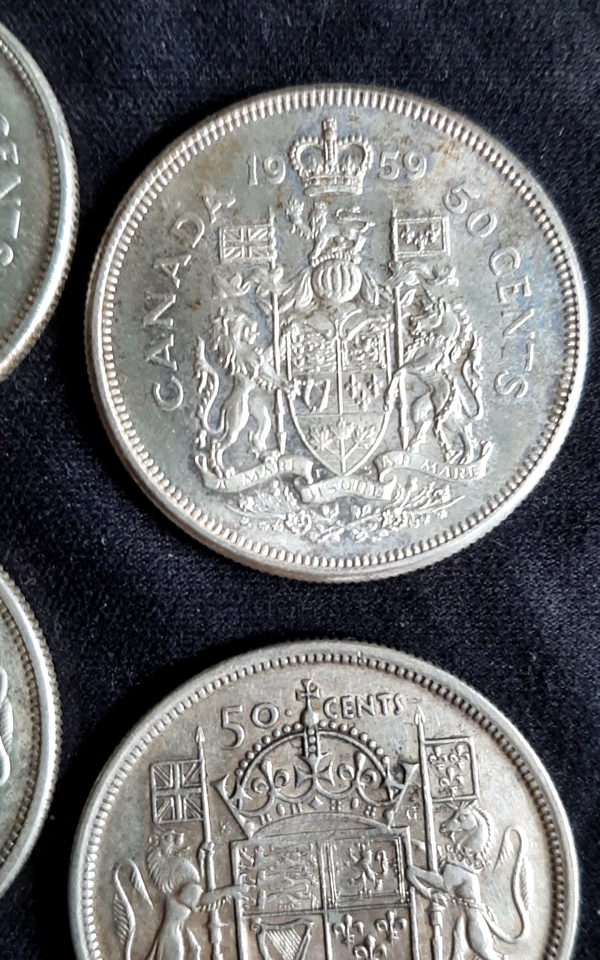 1966 1959 1957 1955 Canada 50 Cents Silver Coins - Royal Canadian Mint ...