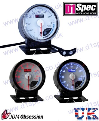 D1 SPEC UNIVERSAL RACING RPM TACHOMETER GAUGE 52mm WHITE Dial JDM RALLY ...
