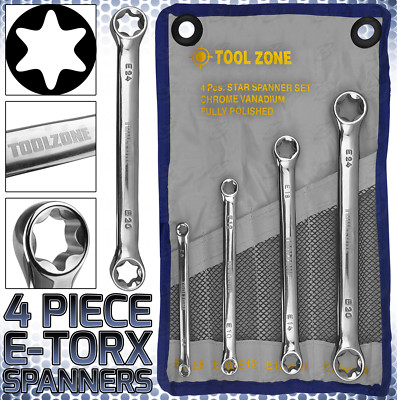 E-TORX Spanners 4pc Star Torx Double Box Wrench Spanner Set Female Torx ...