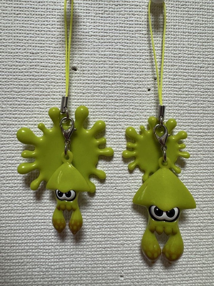 Splatoon Squid Strap Mascots 2 pcs Yellow Ink Splash & Inkling Figure ...