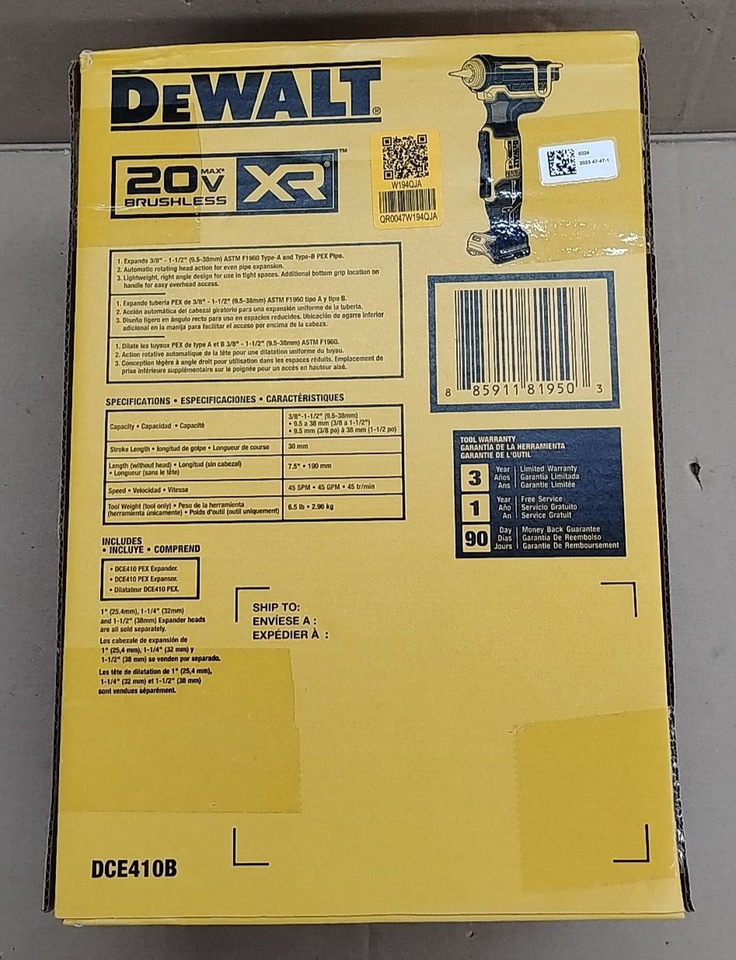 DeWALT DCE410B 20V MAX XR 1-1/2" PEX Expander - Bare Tool | eBay