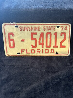 Vintage Florida License Plate 1974 | eBay