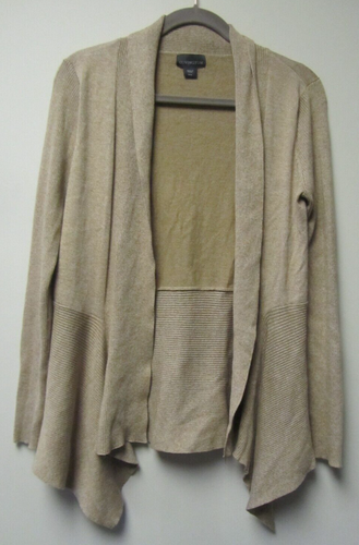 Ladies Covington Open Front Cardigan Sweater Duster Size M Tan & White ...