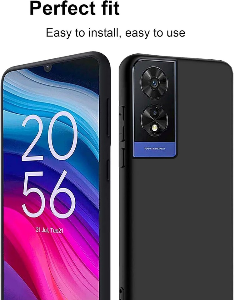 For TCL 505 Case, Slim Silicone Gel Phone Cover Shockproof Matte Black ...