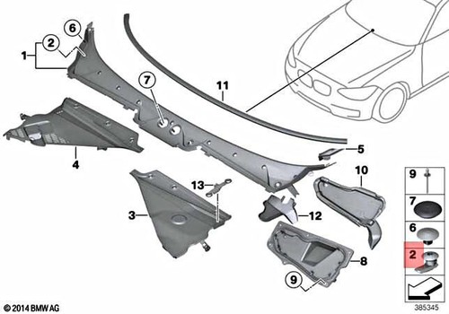 Genuine BMW E60 E61 E70 F10 Clip For Lower Windshield Cover NEW ...