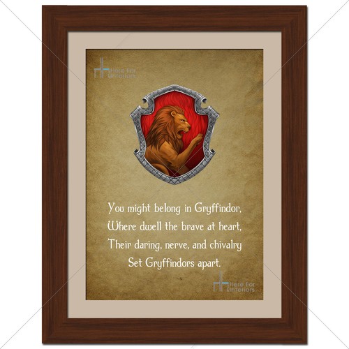 Harry Potter Gryffindor House Crest Badge Movie Print Sorting Hat Quote ...
