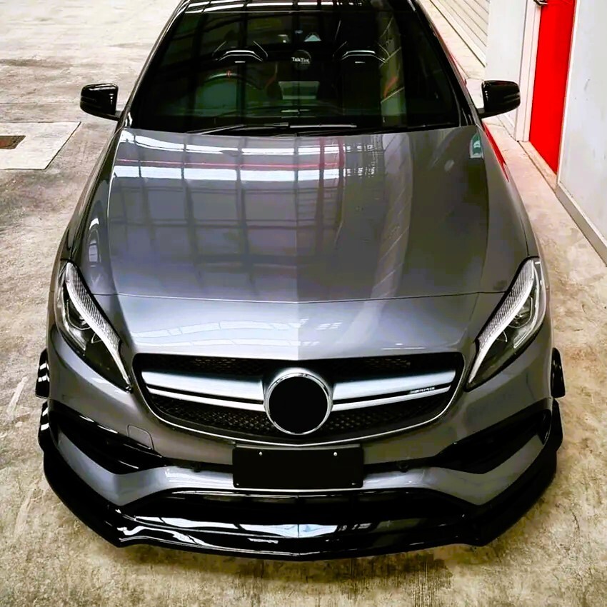 Mercedes A Class A35 A45 AMG Line Front Lip Splitter Gloss Black W176 ...