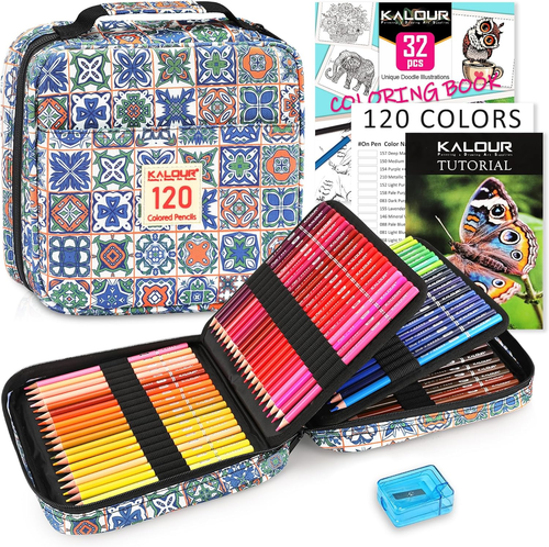 KALOUR 126 PCS Colored Pencils Set, with Coloring Books, Tutorial ...