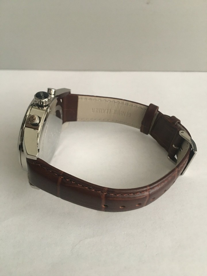 HUGO BOSS 1513280 Men's Jet Chronograph Date Brown Leather Strap | eBay