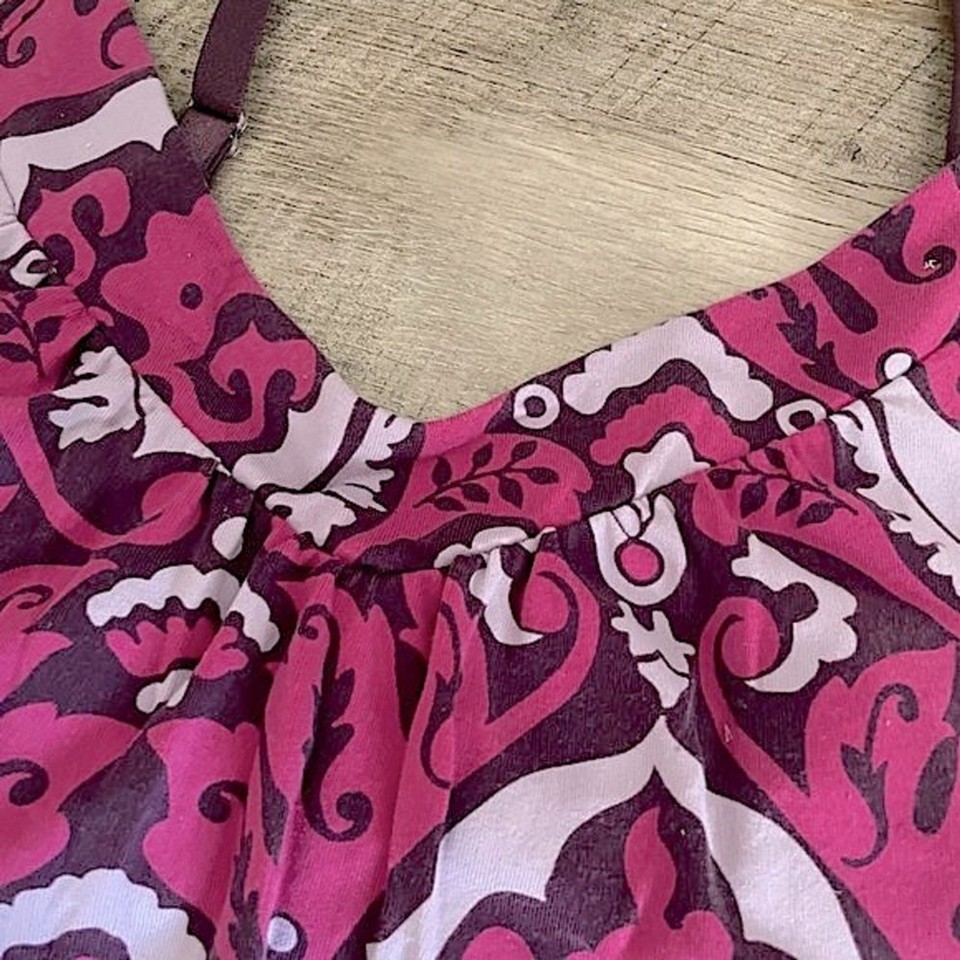 Lucy Damask Print Pink Shelf Bra Activewear Tank Top Size XL | eBay