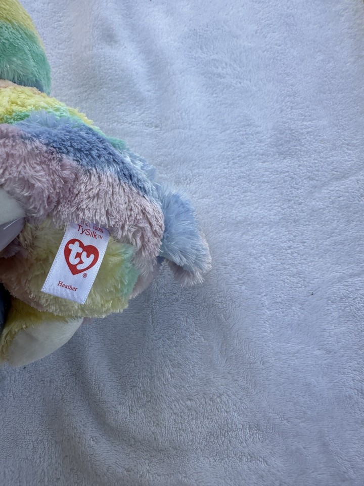 Ty Beanie Boos Heather the Cat w/ Horn Unikitty Tiedye Multicolor Tag 2 ...