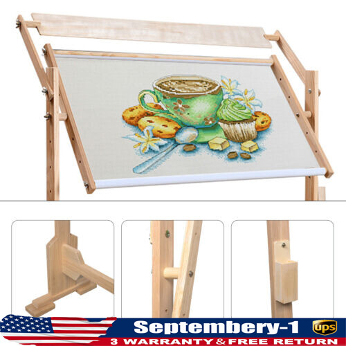Large Adjustable Wood Cross Stitch Frame Floor Stand Needlework ...