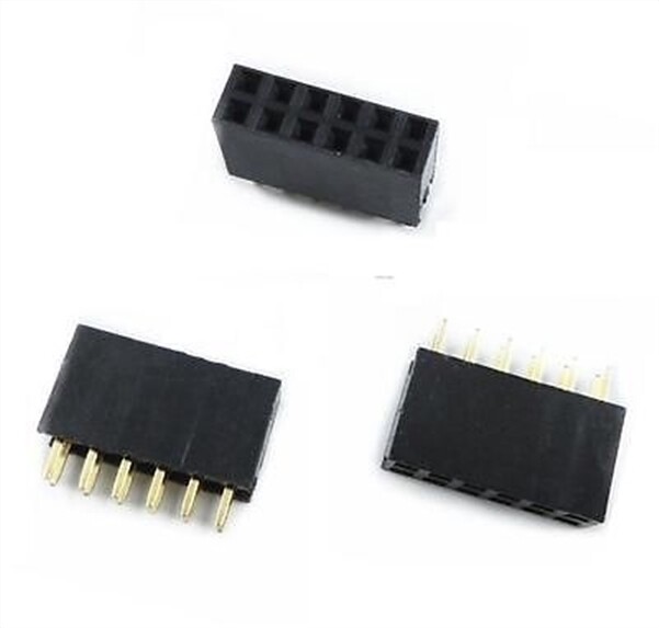 6Pcs Straight Header 2.54MM Pitch Socket Pin Strip 2X6 12 Pin Double ...