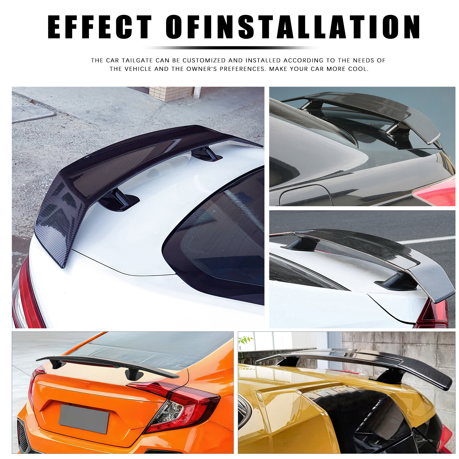46"Car Rear Trunk Spoiler Wing Racing Spliter Carbon Fiber For Kia ...
