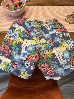 Vilebrequin Floral Elephant Swim Trunks Shorts Mens Large Bahama Blue ...