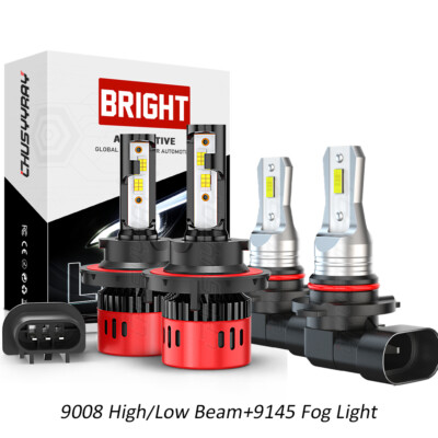 4x 6000K 9008+9145 LED Headlight Fog Light Bulbs For Mitsubishi Raider ...