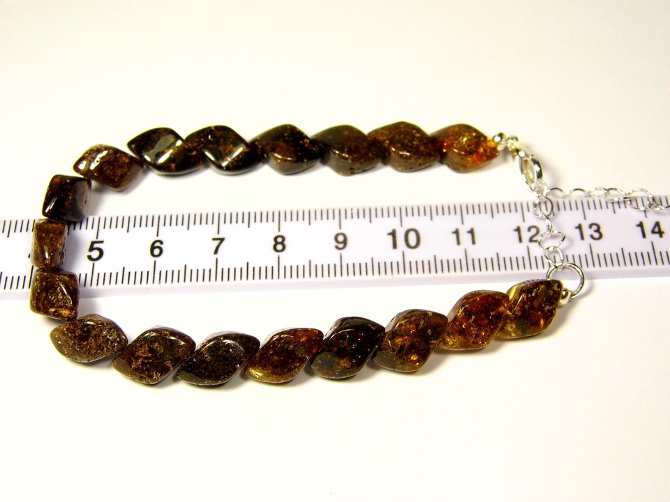 Baltic Amber Snake Bracelet 8-9.5" Black Brown Green Natural Genuine ...