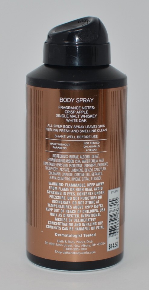 1 NEW BATH & BODY WORKS WHISKEY RESERVE BODY SPRAY MIST 3.7 OZ MEN'S ...